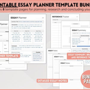 Essay Planner Printable BUNDLE for Students, Essay Writing Template ...