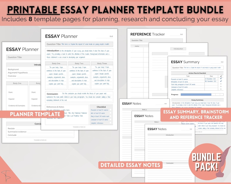Essay Planner Printable BUNDLE for Students Essay Writing - Etsy