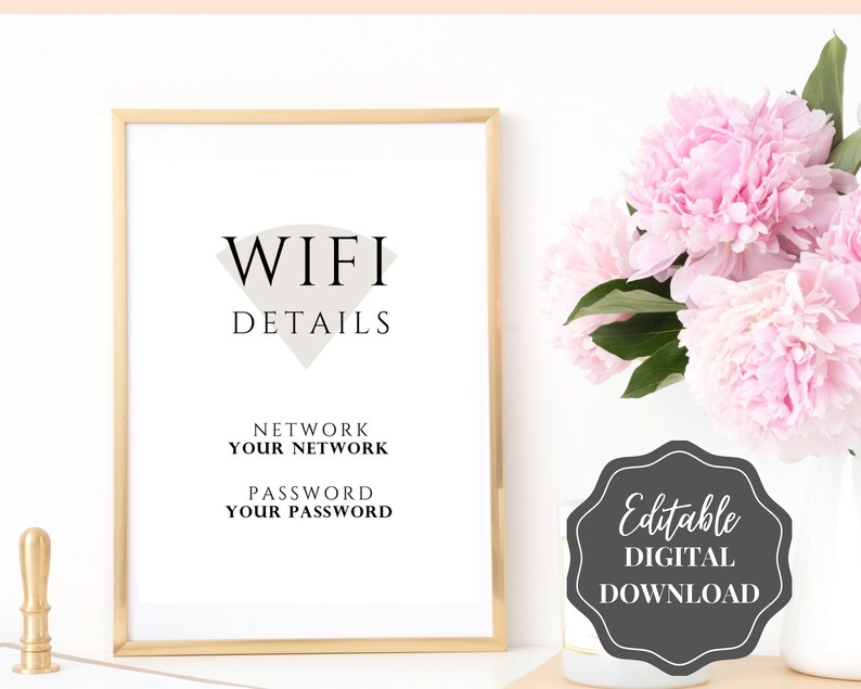 Wifi Password Sign Editable Wifi Sign Printable Template Be | Etsy