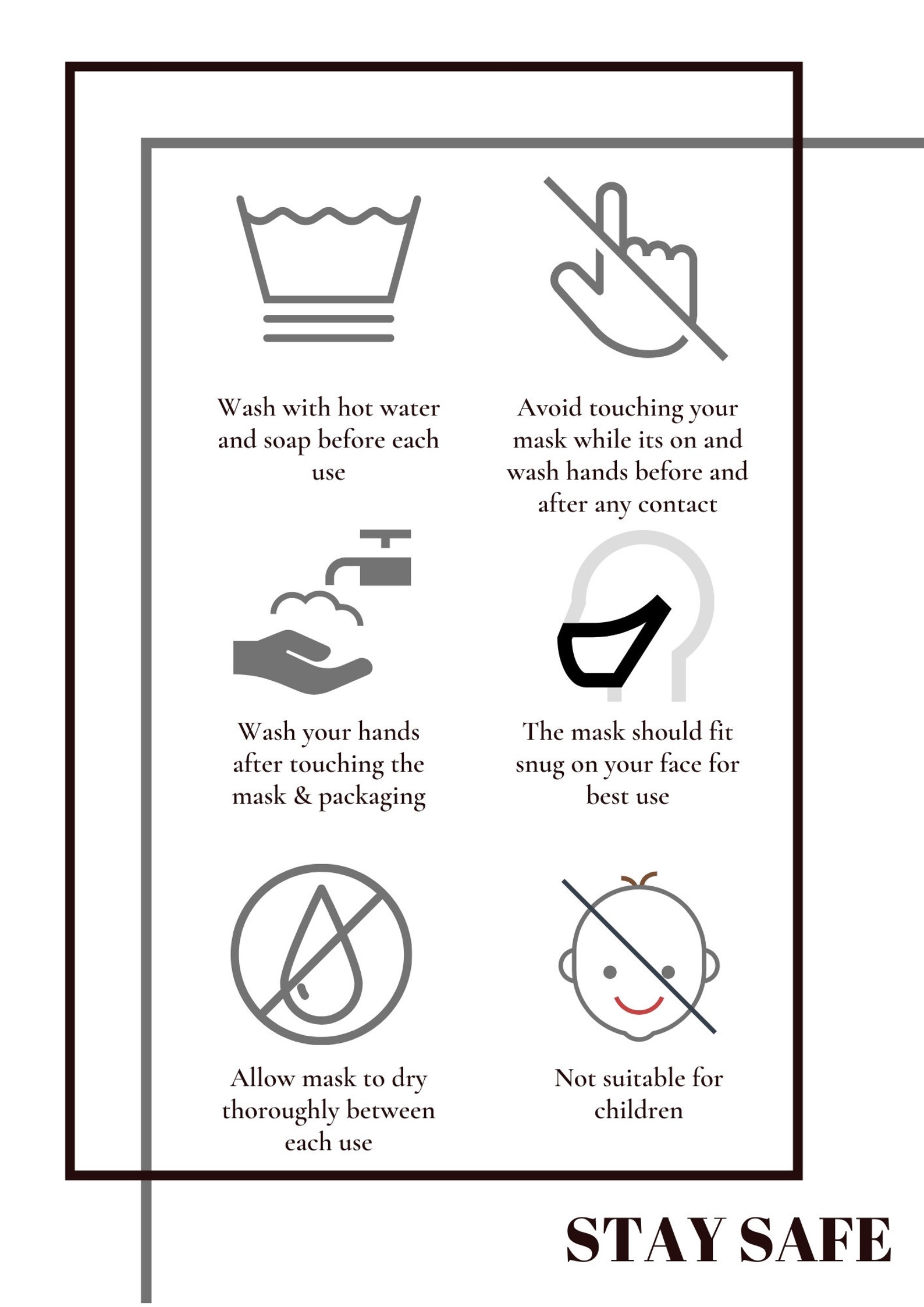 Face Mask LABEL CARE CARD How to Handle Order Card Face Mask - Etsy UK