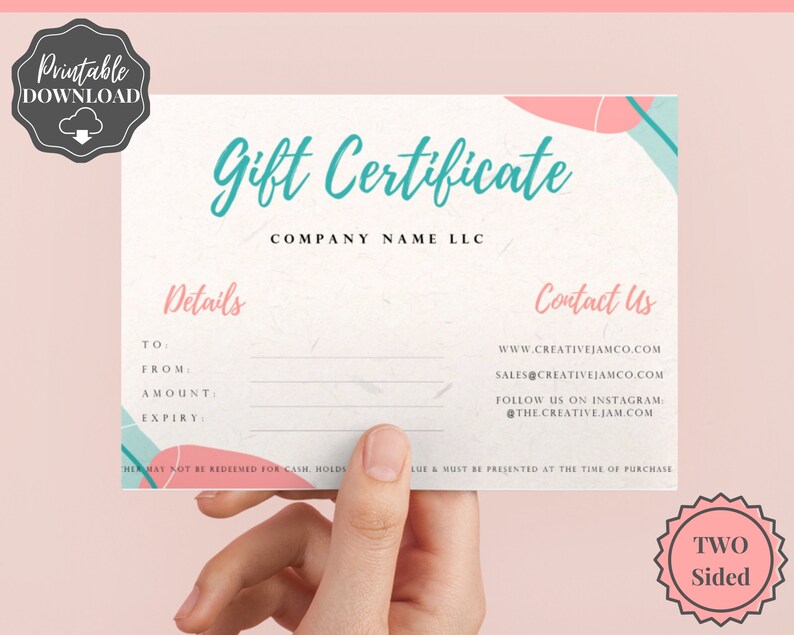 Gift Voucher Gift Certificate Template. Editable Gift Card | Etsy