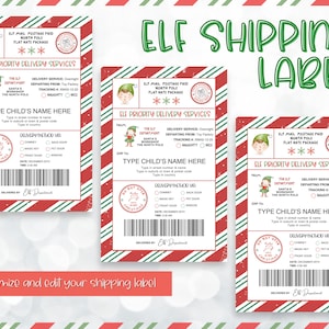 Elf Shipping Label, EDITABLE TEMPLATE, North Pole Mail Sticker, Elf ...