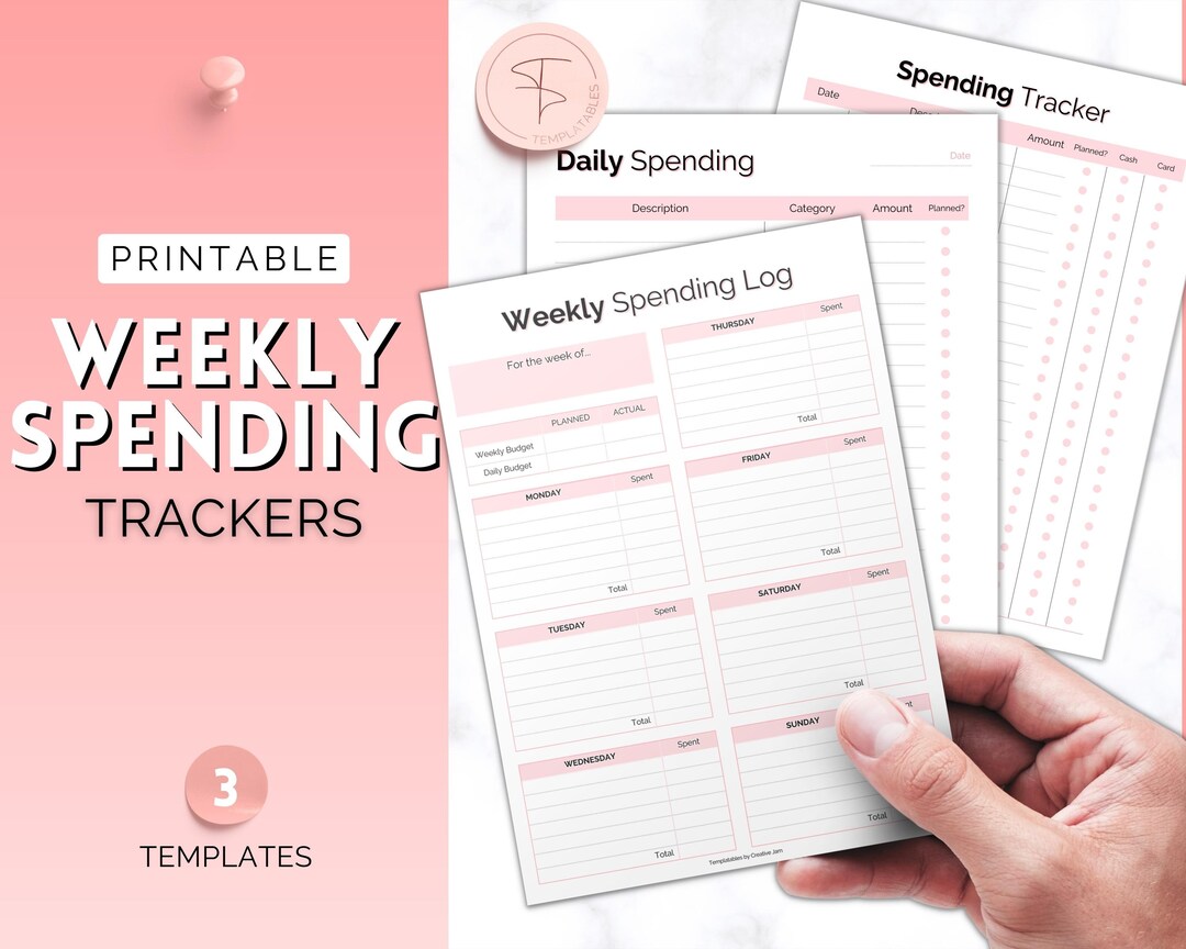 Printable Weekly Spending Trackers, Spending Log, Weekly Budget Planner ...