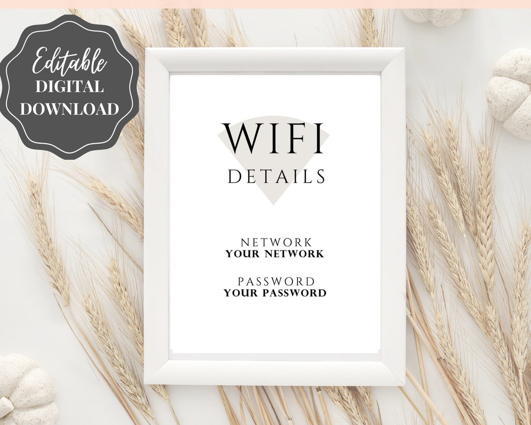 Wifi Password Sign, Editable Wifi Sign Printable Template, Be Our Guest ...