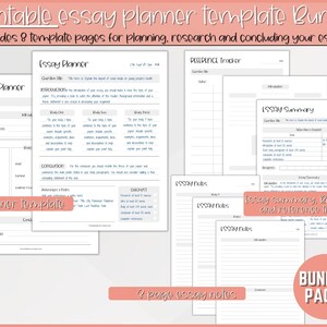 Essay Planner Printable BUNDLE for Students, Essay Writing Template ...