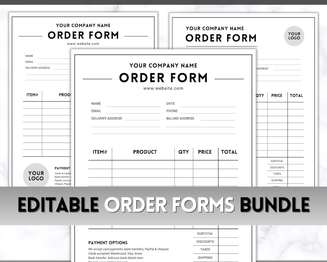 EDITABLE Order Form Template BUNDLE, 7 Order Form Templates, Canva ...