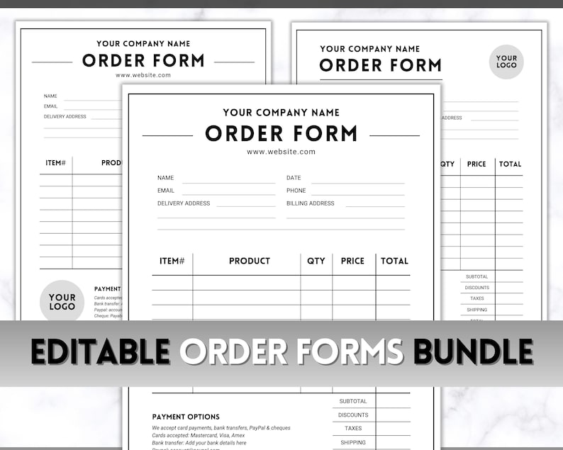 Order Form Template EDITABLE Order Form Bundle Canva - Etsy