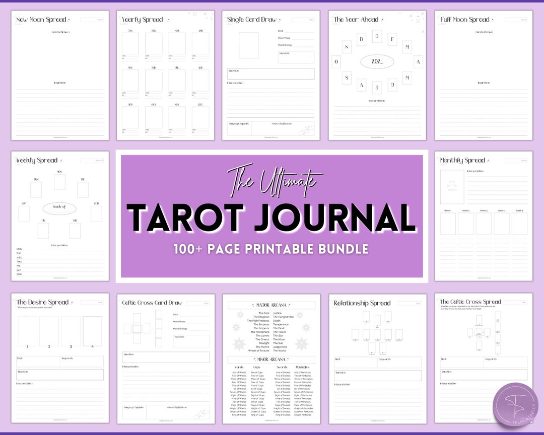 Simple Tarot Journal Printable, 100p Tarot Planner Workbook, Daily Card ...