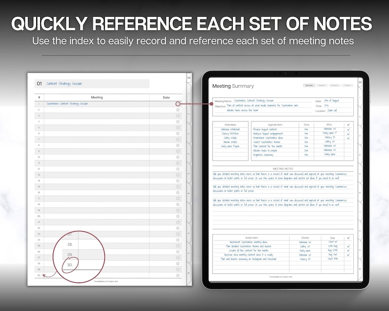 Digital Meeting Minutes Template, Editable Meeting Notes, Digital ...