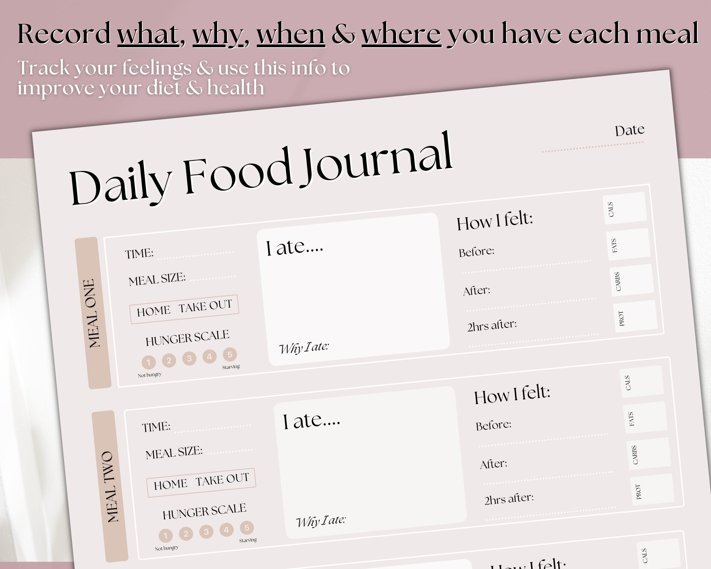 FOOD DIARY Weekly Meal Planner Printable Meal Tracker Food - Etsy