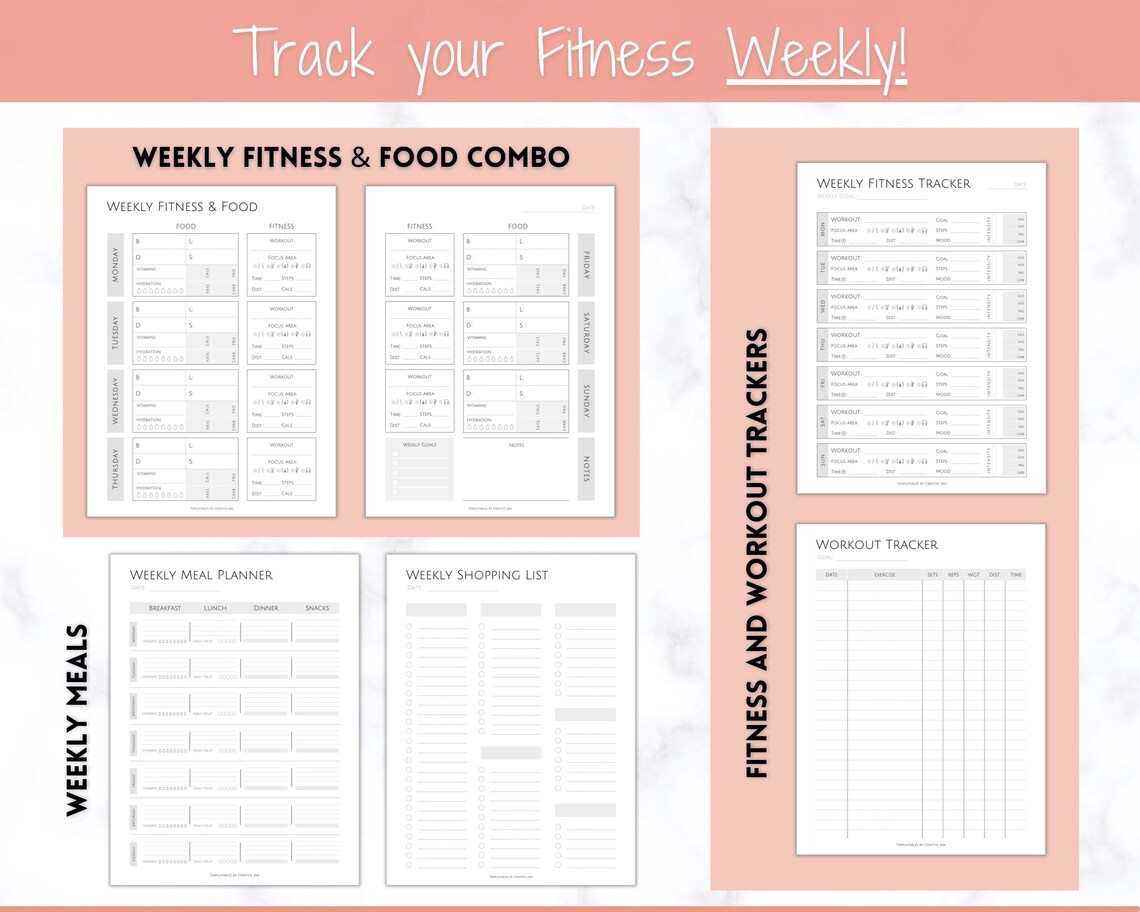 Fitness Planner Weight Loss Tracker BUNDLE Workout Planner - Etsy