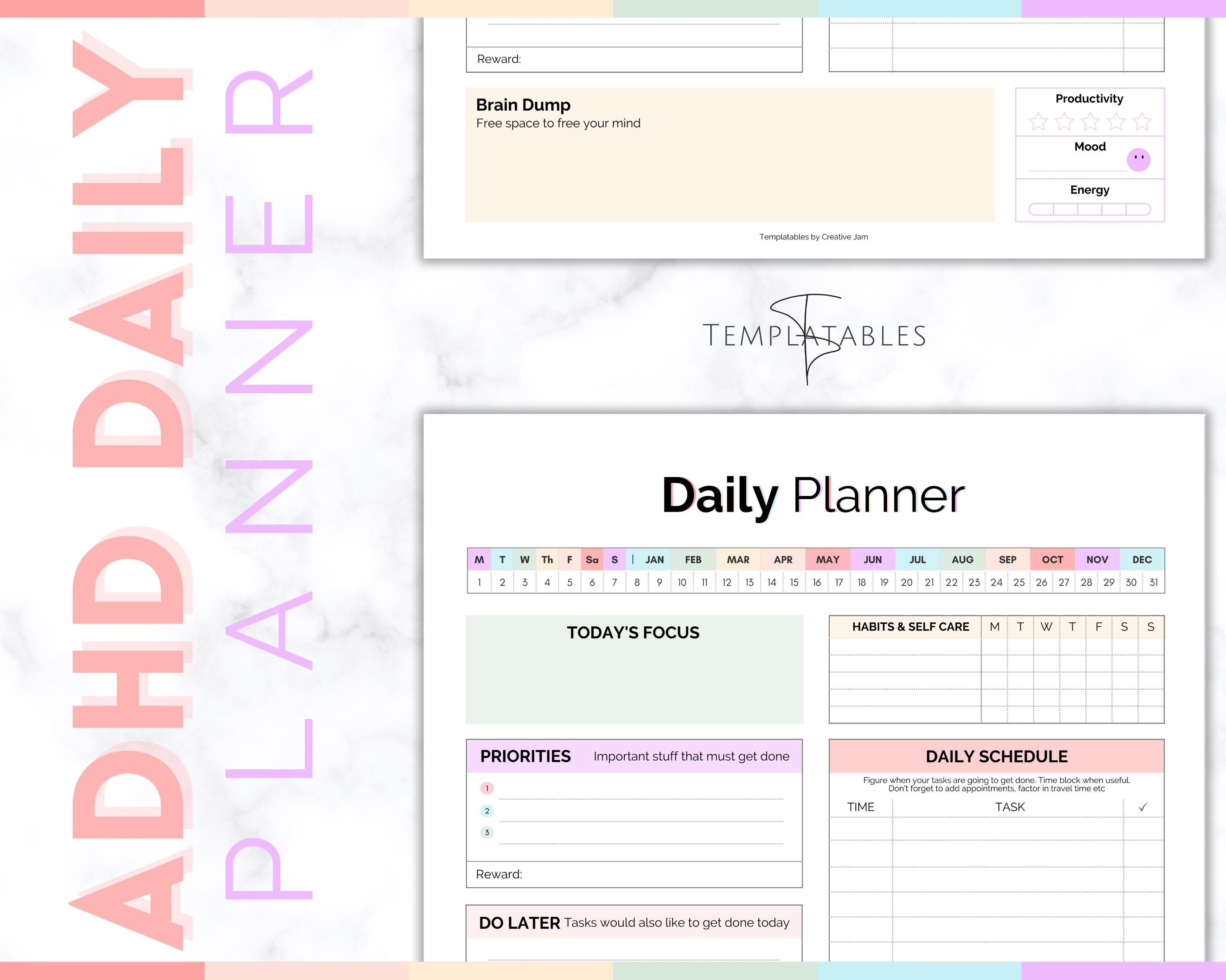 Adult ADHD Planner Printable Daily Planner to Do List - Etsy UK