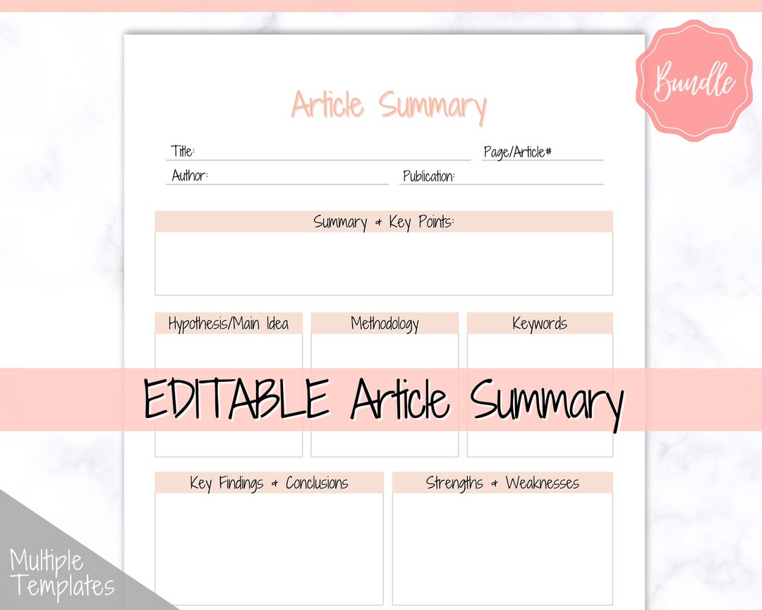 Article Summary, Student Planner, Student Printable Sheet, Research ...