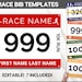 Editable Race Bib Templates, 7 Running Race Bib Templates Included ...