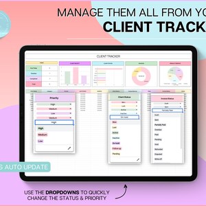 COLORFUL Client Tracker Spreadsheet, CRM Tracker, Small Business Owner ...