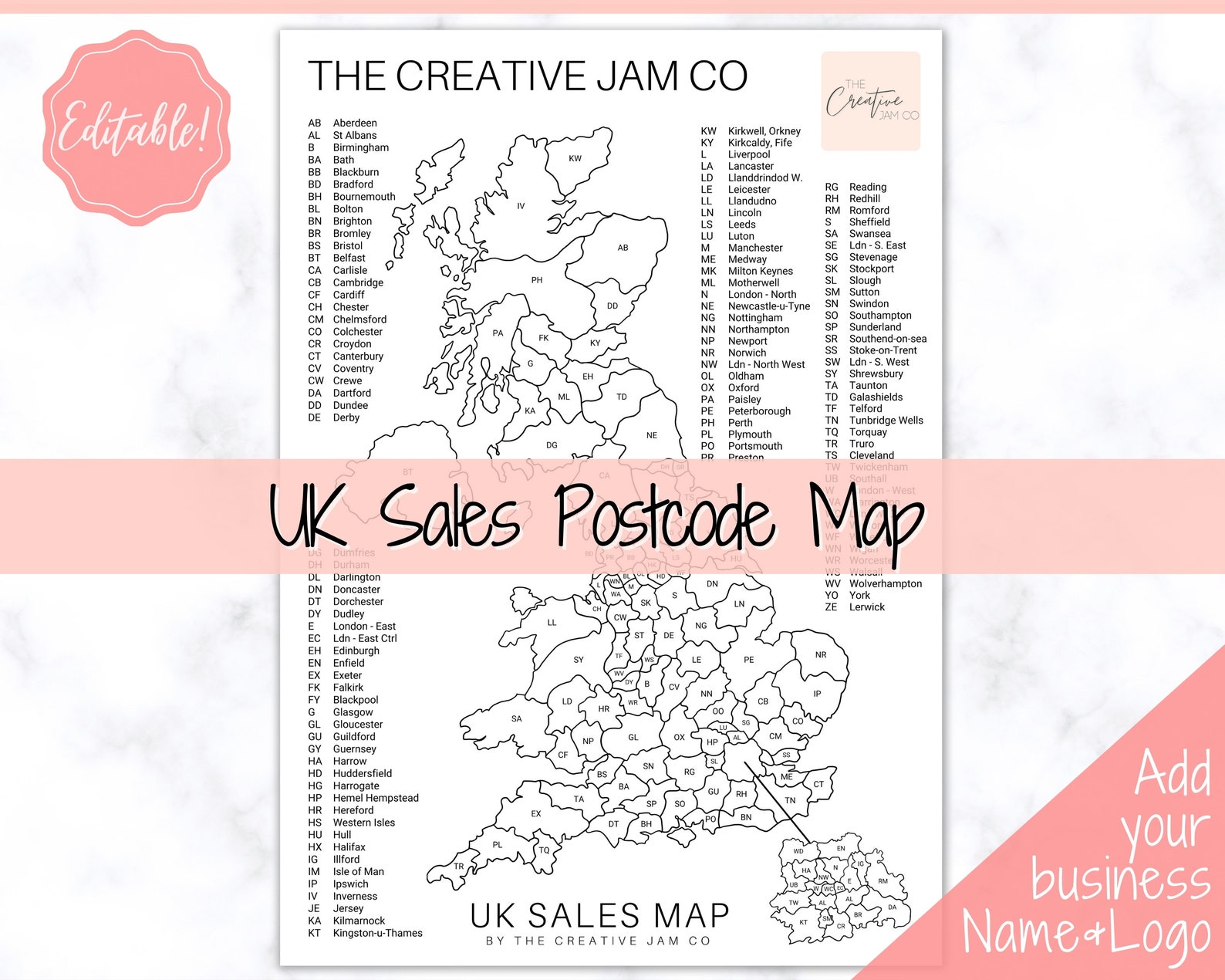 EDITABLE UK Postcode Sales Map Business Colour in Map Etsy - Etsy UK