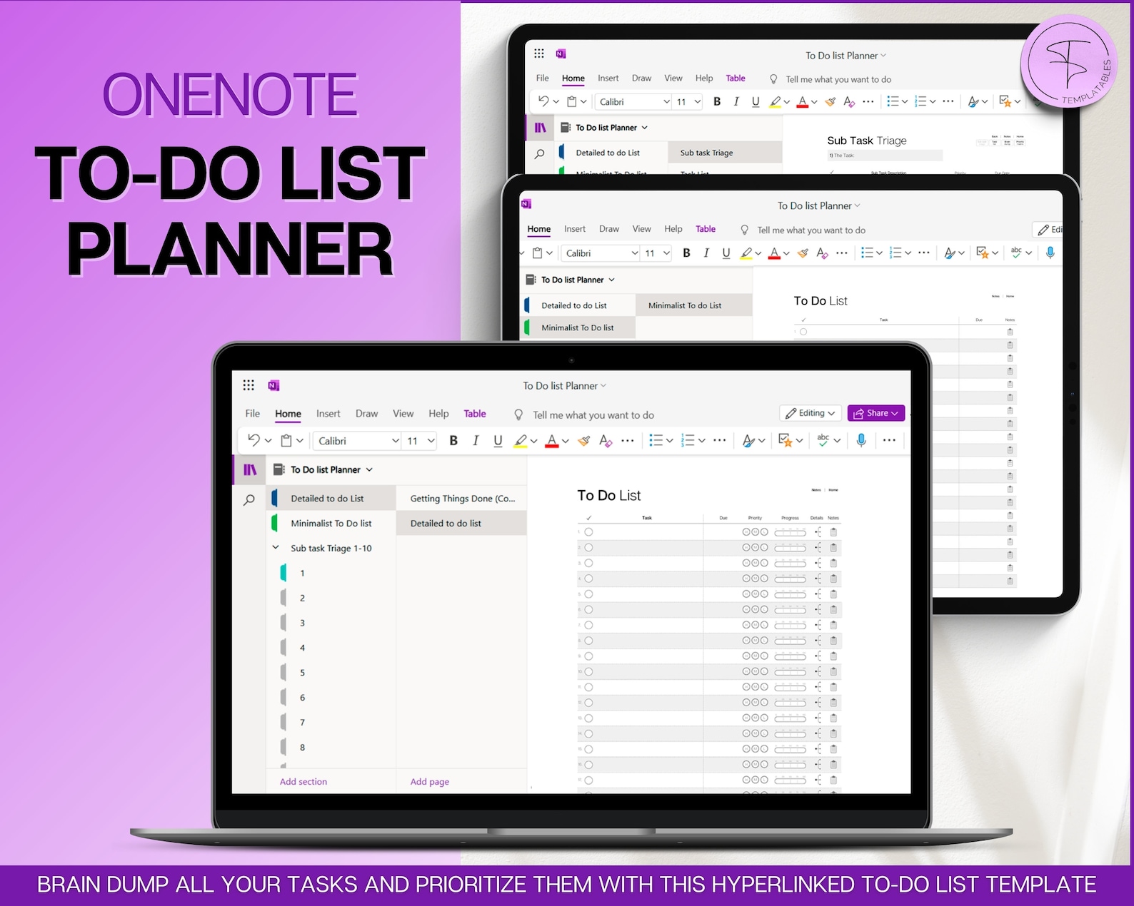 Onenote to Do List Template, Hyperlinked to Do List for One Note ...