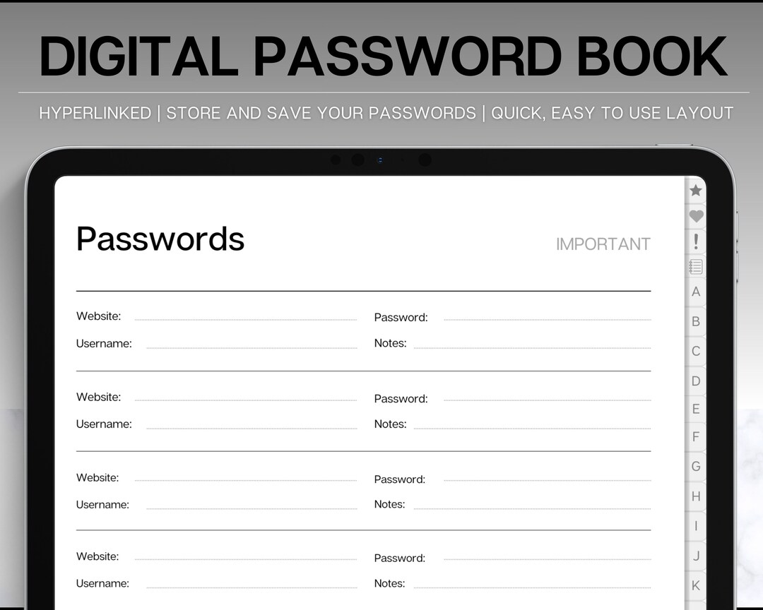 Digital Password Book, Password Tracker With Tabs, Password Keeper ...