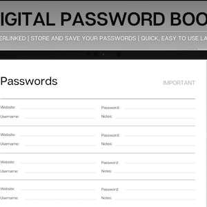 Digital Password Book, Password Tracker With Tabs, Password Keeper ...