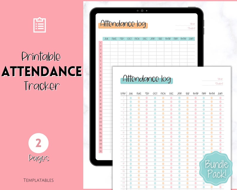 Attendance Log Attendance Tracker Sheet Printable Record - Etsy