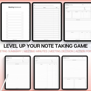 Digital Meeting Notes Template, Editable Meeting Minutes, Digital ...