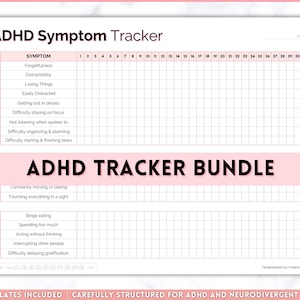ADHD Symptom Tracker, Behavior & Hygiene Tracker BUNDLE! Monthly ...