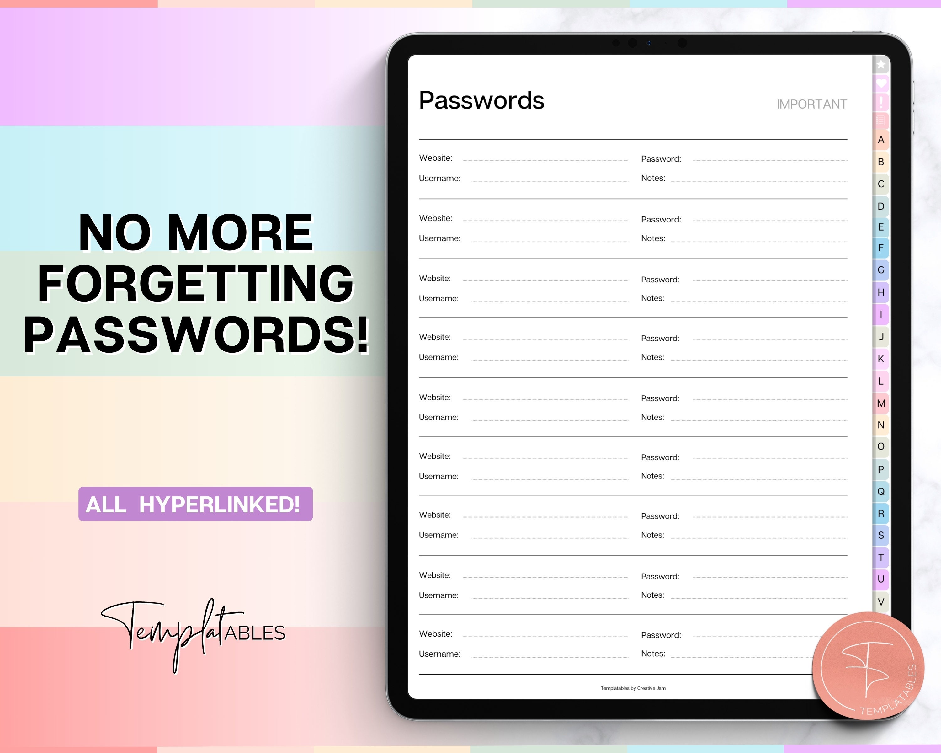 Password Book, Digital Password Tracker With Tabs, Password Keeper ...