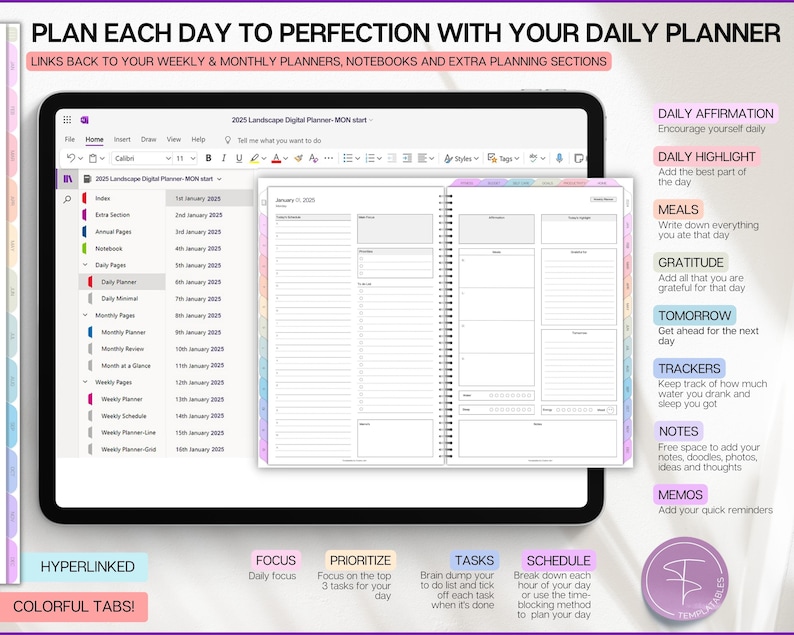 Onenote Planner, 2025 Digital Planner, Onenote Template, Daily, Weekly ...