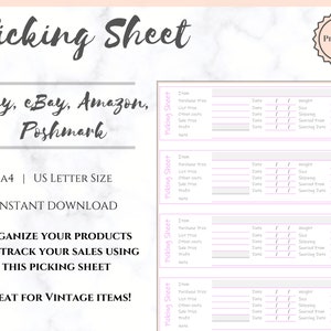 Inventory Picking Sheet for Etsy Ebay Amazon Sellers. - Etsy UK