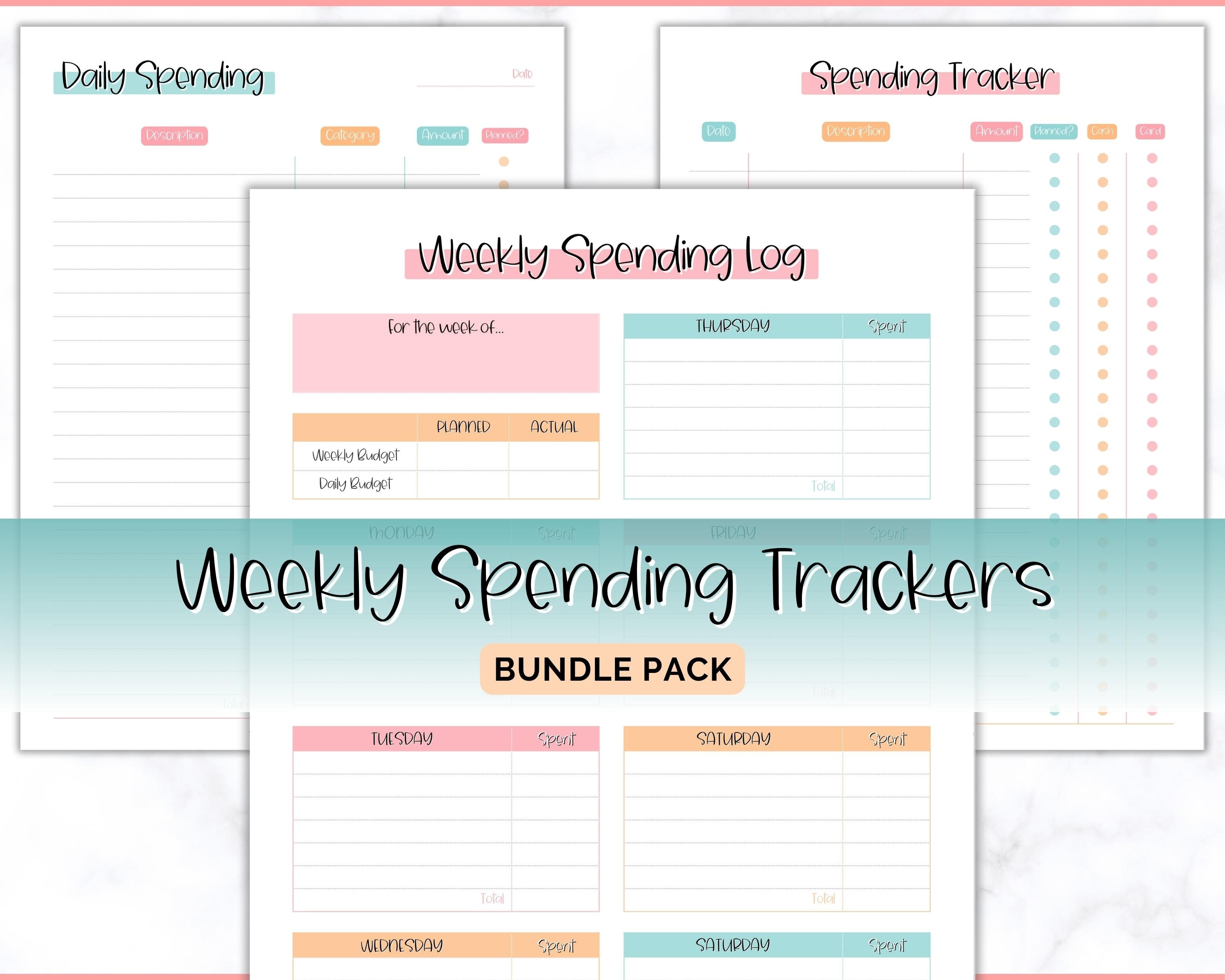 Weekly Spending Tracker, Printable Spending Log, Weekly Budget Planner ...