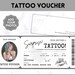 Tattoo Ticket Template, EDITABLE Tattoo Gift Card, Tattoo Gift Voucher ...