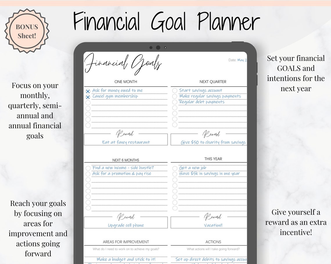 Financial Goals Planner Vision Board Printable Initiative & - Etsy