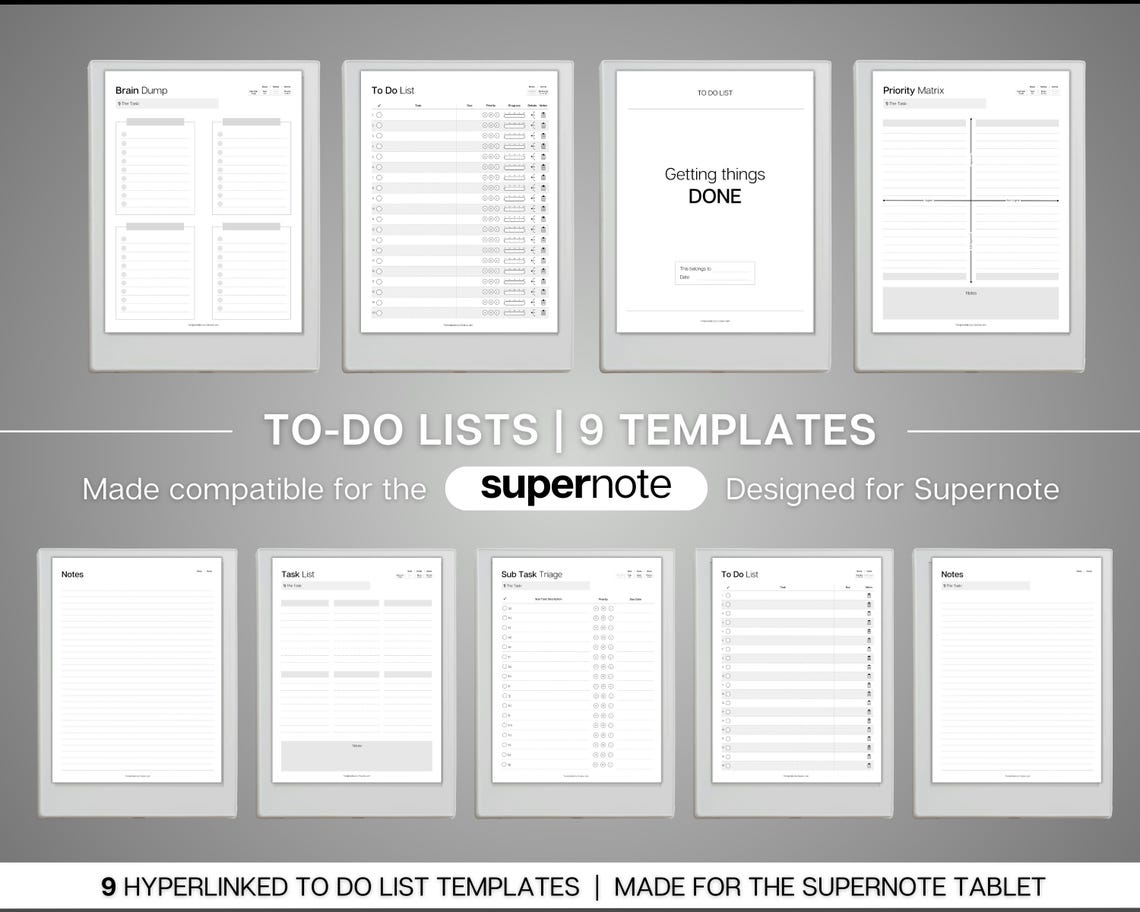 Digital to Do List, Supernote Template, Digital Task List, Brain Dump ...