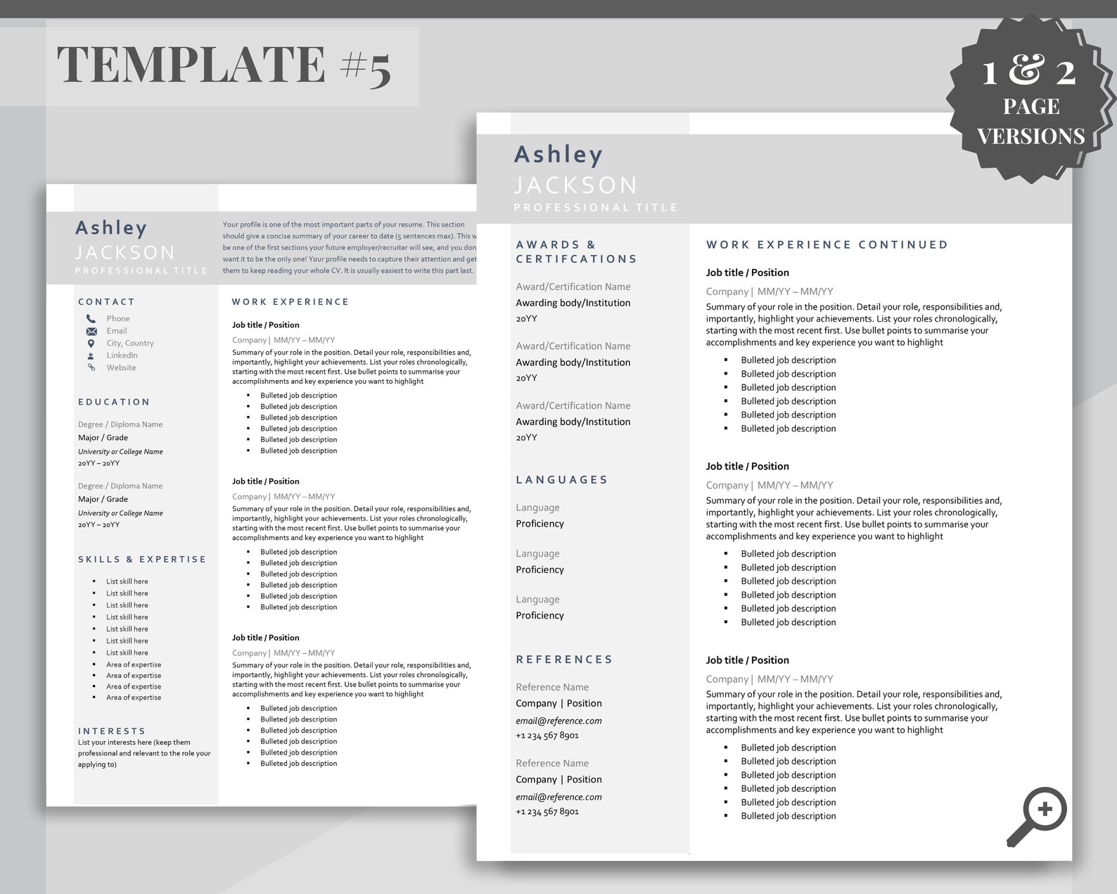 CV TEMPLATE Bundle Resume Word. Professional Resume Bundle. Minimalist ...