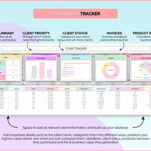 COLORFUL Client Tracker Spreadsheet, CRM Tracker, Small Business Owner ...