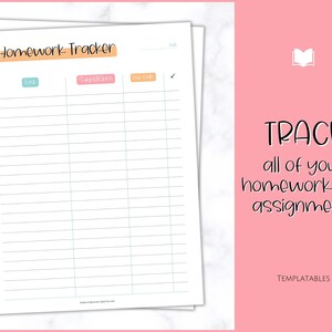 Homework Tracker, Homework Planner Printable, Assignment Planner ...