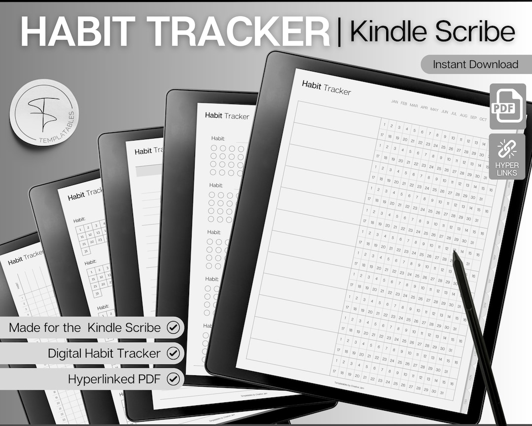 Kindle Scribe Digital Habit Tracker, Digital Planner, Daily, Monthly ...
