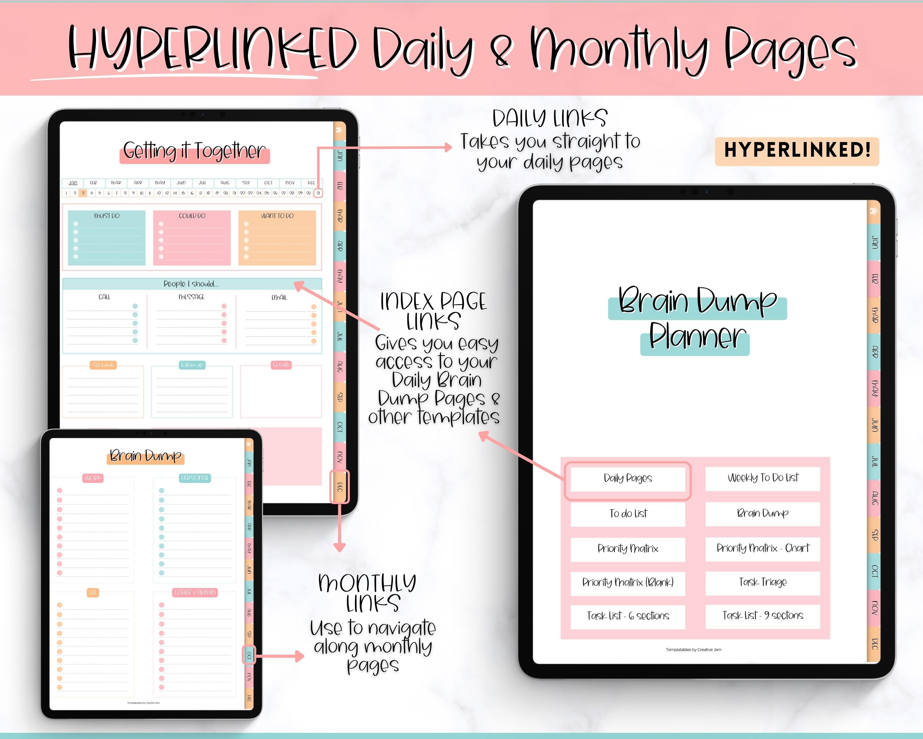 Brain Dump Template DIGITAL PLANNER to Do List Printable - Etsy UK