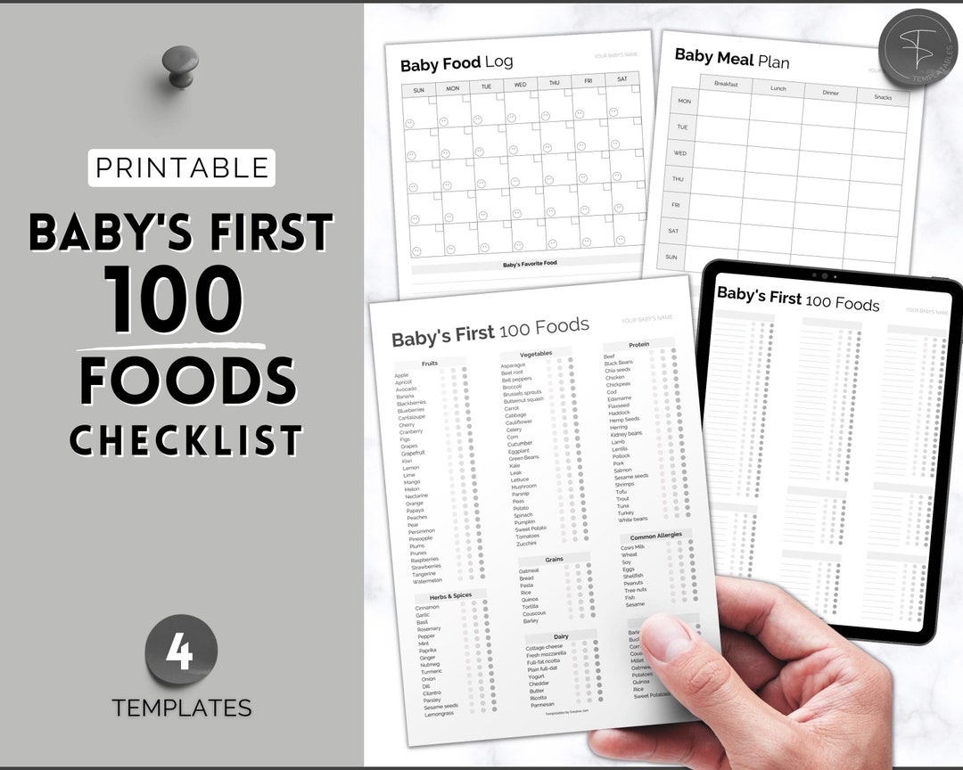 Baby Food Tracker Printable BUNDLE, Babys First Foods, Meal Planner ...