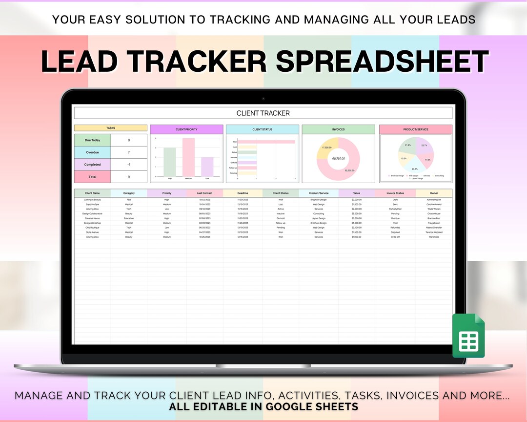 Lead Tracker Spreadsheet, CRM Client Tracker, Small Business Owner ...