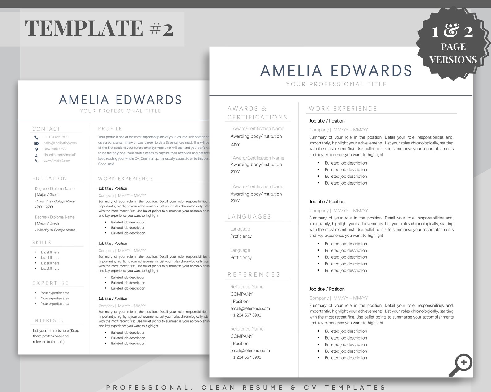 CV TEMPLATE Bundle Resume Word. Professional Resume Bundle. - Etsy UK