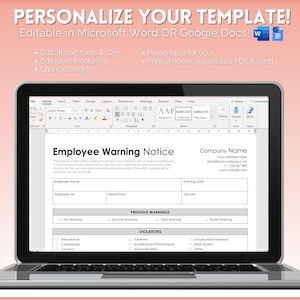 Employee Warning Notice, EDITABLE Disciplinary Form, Small Business ...