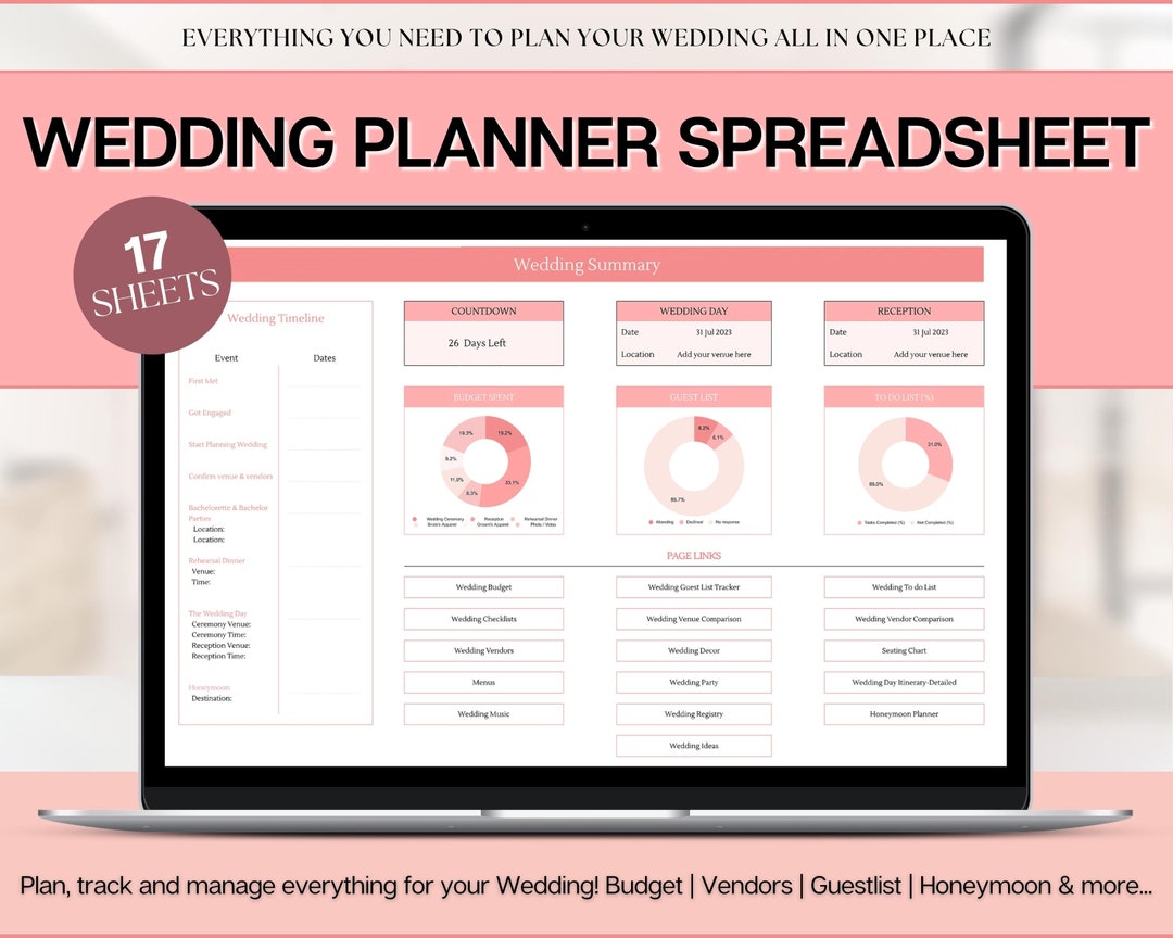 Ultimate Wedding Spreadsheet, Wedding Planning, Budget Planner ...