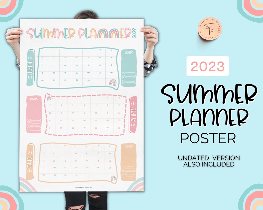 2023 Summer Poster, Kids Summer Calendar, Summer Countdown, Printable ...