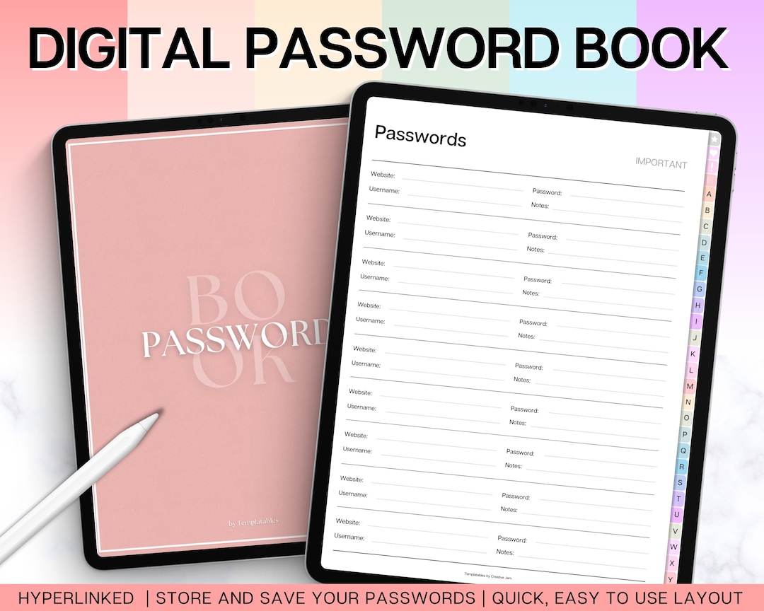 Password Book, Digital Password Tracker With Tabs, Password Keeper ...