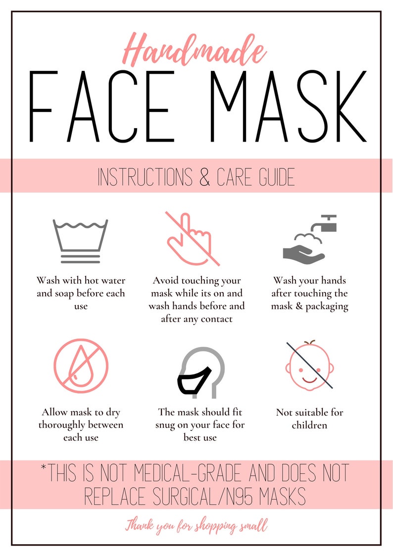 Face Mask LABEL CARE CARD How to Handle Order Card Face Mask | Etsy