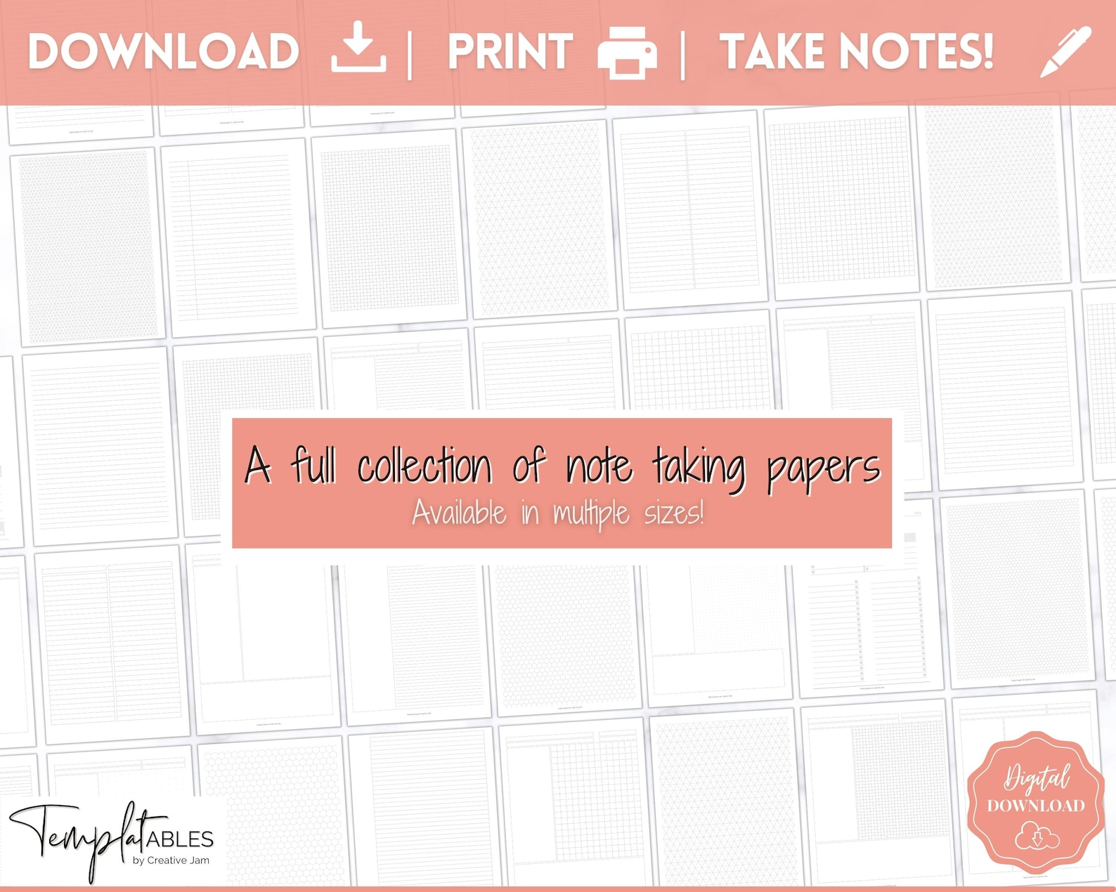 Note-taking Templates Printable Paper Note Taking Journal - Etsy Canada