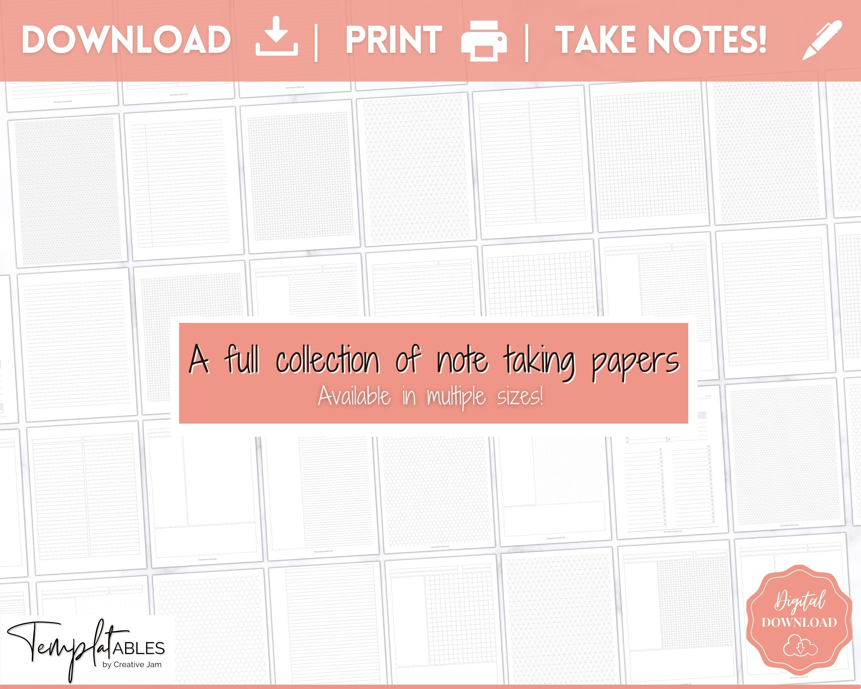 Note-taking Templates Printable Paper Note Taking Journal - Etsy Canada