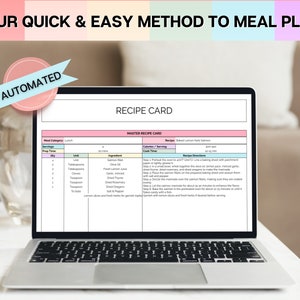 Ultimate Meal Planner Spreadsheet, Recipe Template, AUTOMATED Grocery ...