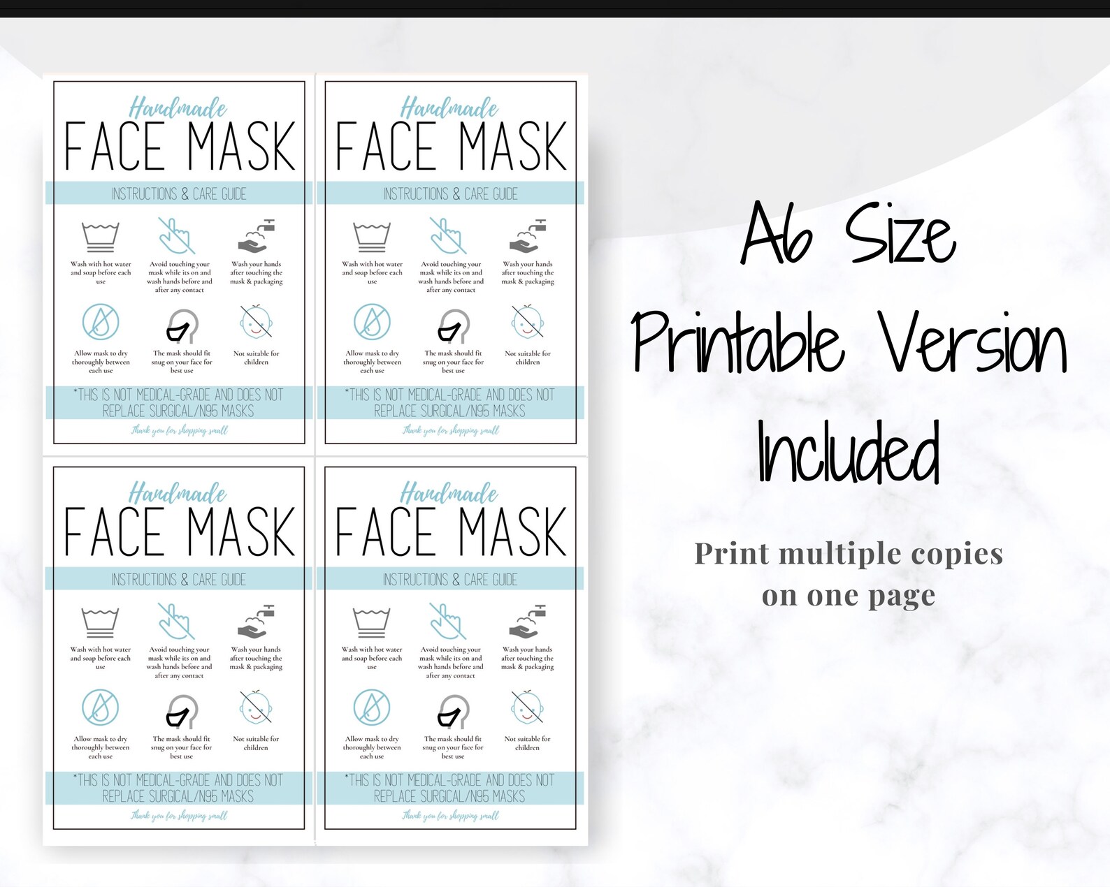 Face Mask LABEL CARE CARD How to Handle Order Card Face Mask - Etsy UK